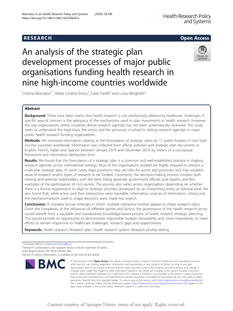 An Analysis of The Strategic Plan Development Processes of Major Public ...