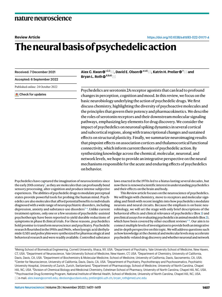 Neural Mechanisms of Psychedelic Action | PDF | Psychedelic Drugs ...