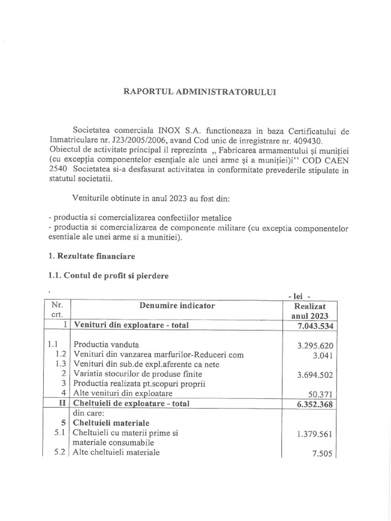2024 Raportul Administratorului | PDF