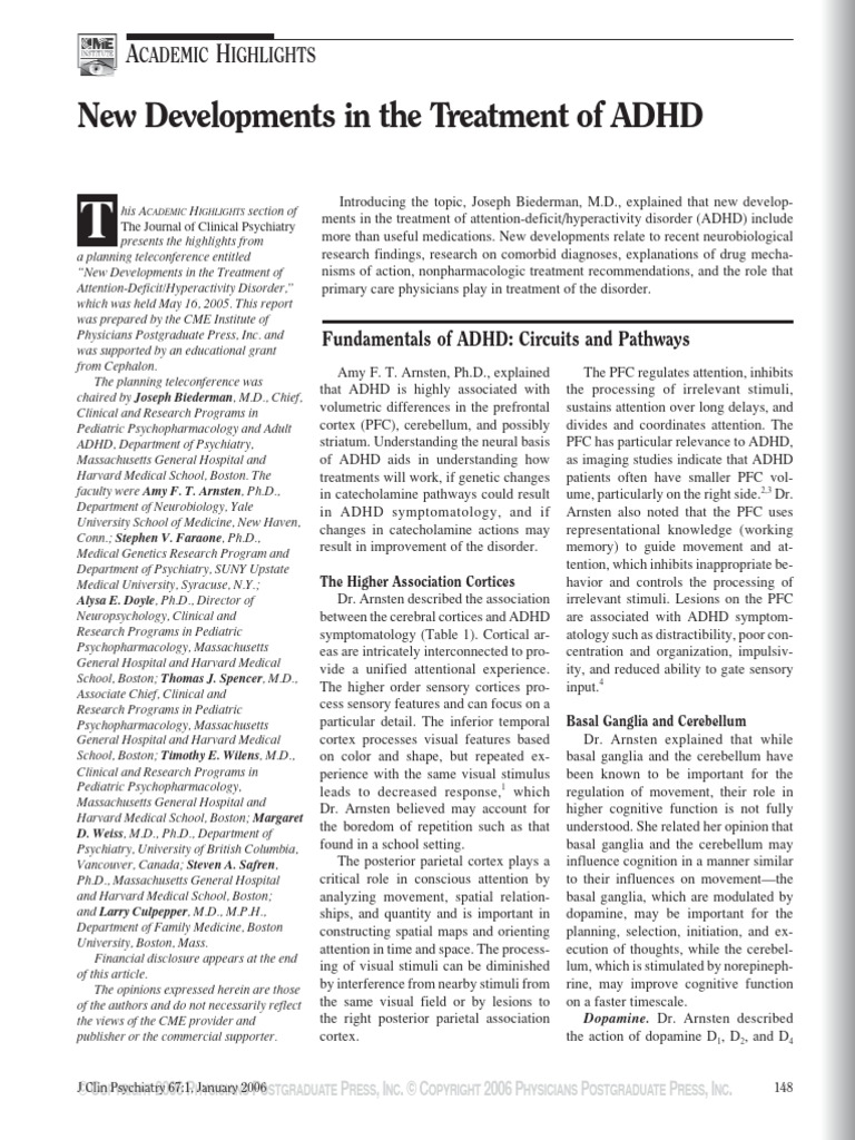 New Developments in The Treatment of ADHD | PDF | Attention Deficit ...