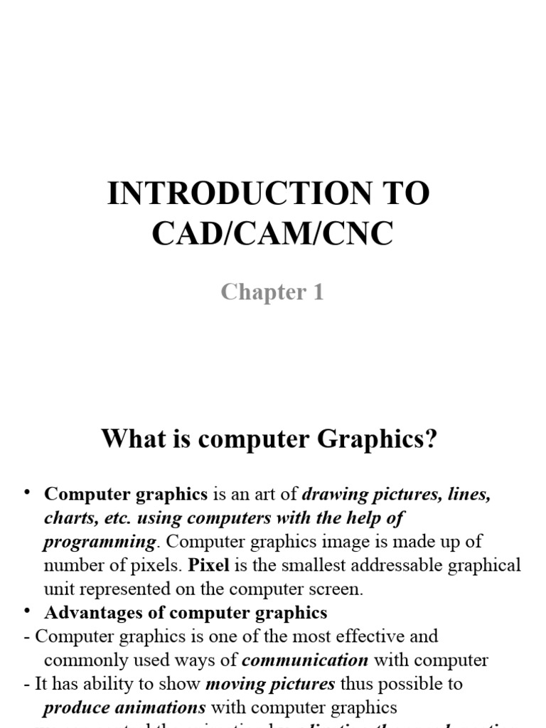 CH - 1 Intro CAD CAM CNC | PDF | Computer Aided Design | 3 D Modeling
