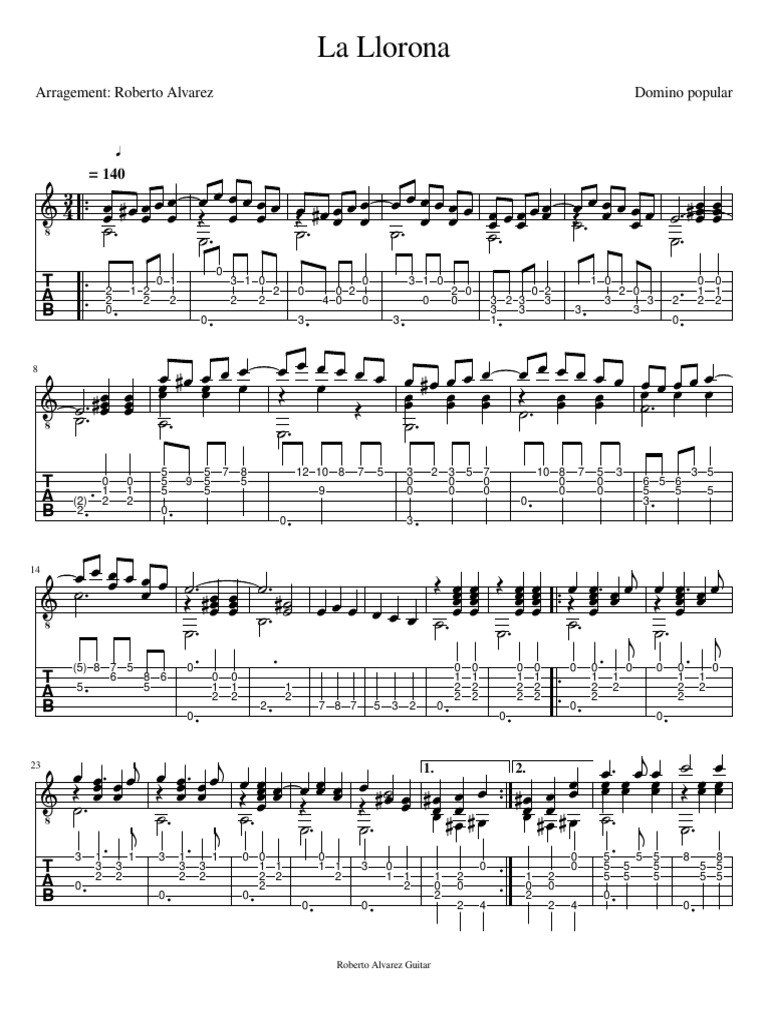 La Llorona Guitar Arrangement | PDF