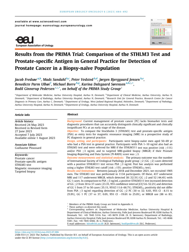 Results From The PRIMA Trial Comparison of The ST | PDF | Prostate ...