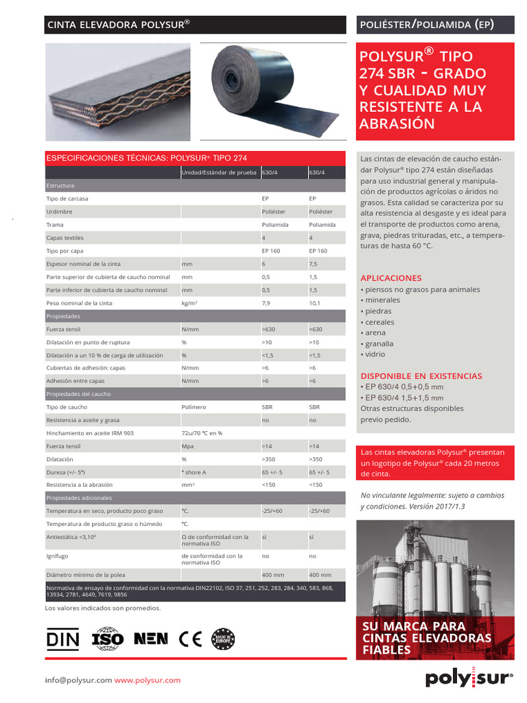 MB 180726 Polysur Datasheet 274 SPAANS | PDF | Sustancias químicas | Materiales