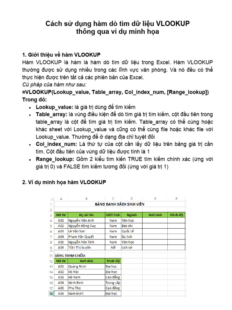 10cach Su Dung Ham Tham Chieu Vlookup | PDF