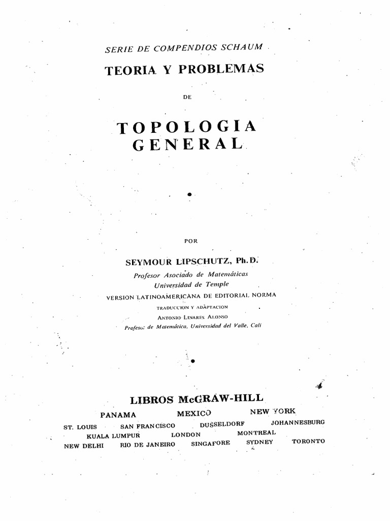 TOPOLOGÍA GENERAL - [S. Lipschutz] - [Schaum] | PDF
