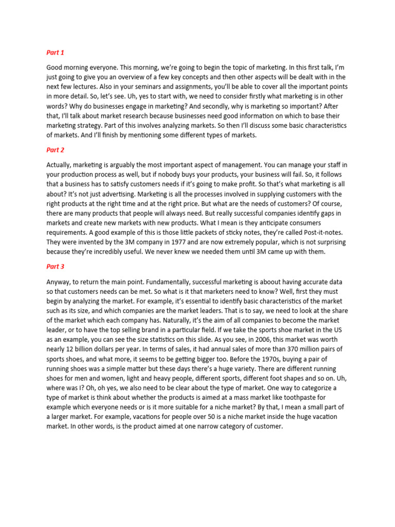 Marketing Basics and Market Analysis | PDF | Marketing | Market (Economics)