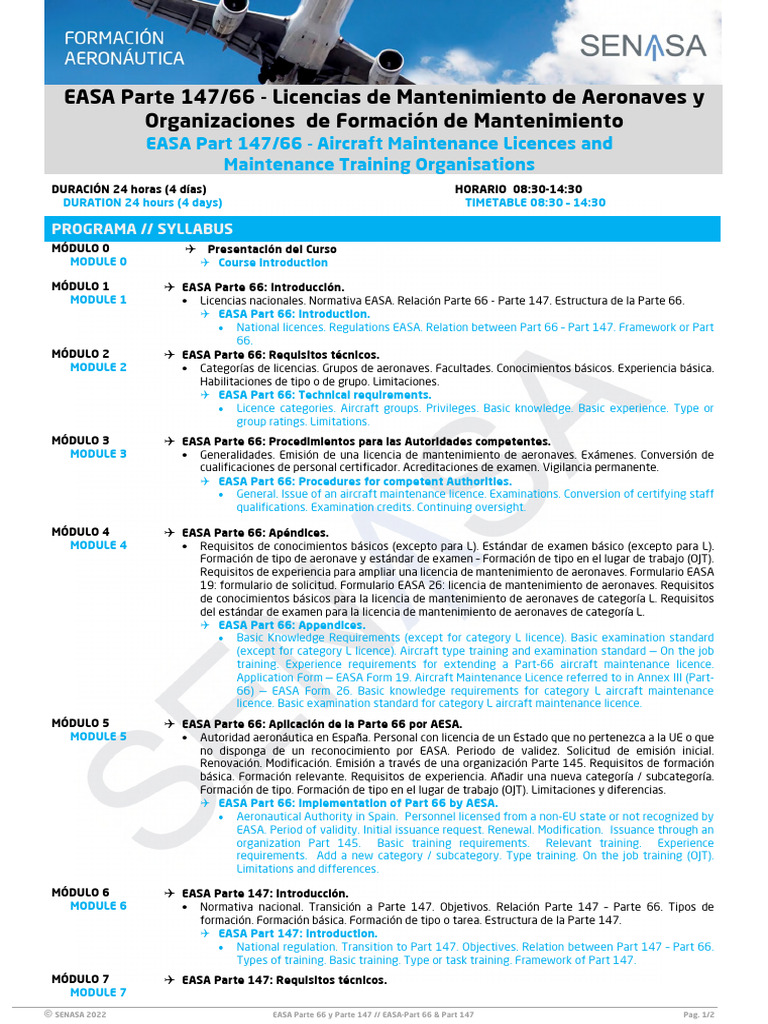 Programa EASA Parte 147 66 | PDF | Control de tráfico aéreo | Uniones ...