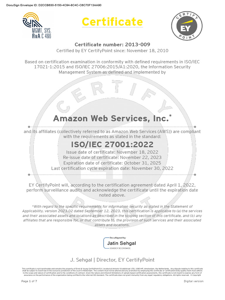 Certificado Amazon | PDF | Amazon Web Services | Information Security