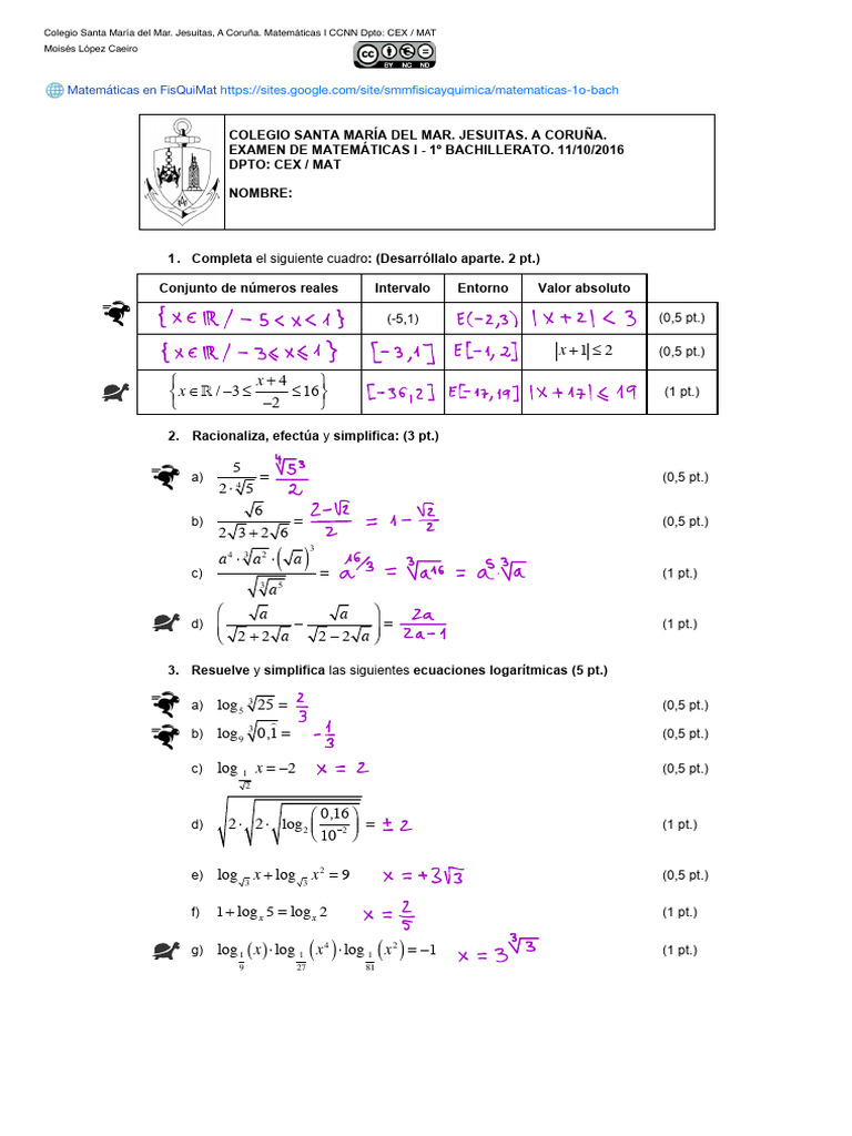2016-2017 MAT1 Controles Solucionario | PDF | Álgebra abstracta | Funciones y mapeos