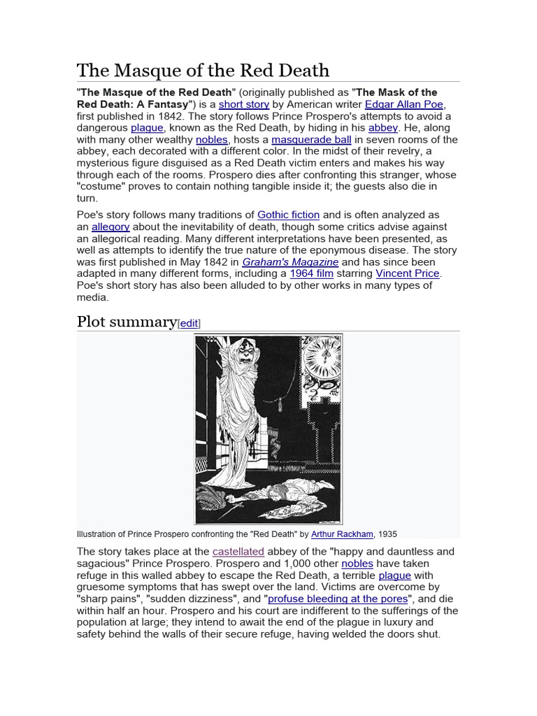 The Masque of The Red Death | PDF | Short Stories | Short Stories ...