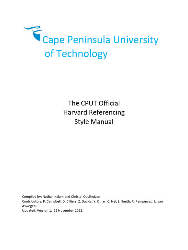 CPUT Official Harvard Manual 2022 | PDF | Books | Citation