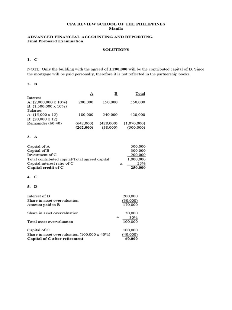 Advanced Financial Accounting Solutions | PDF | Debits And Credits ...