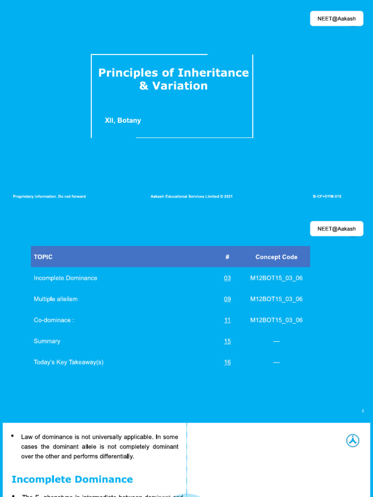 Lecture PPT - (B-015) - Principles of Inheritance - Variation - XII ...