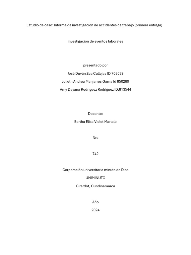 Actividad 2 Investigacion de Eventos Laborales | PDF | La seguridad ...