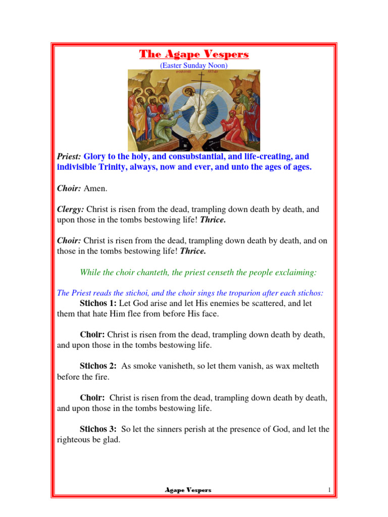 Agape Vespers Easter Sunday Eve | PDF | God The Father | Glory (Religion)