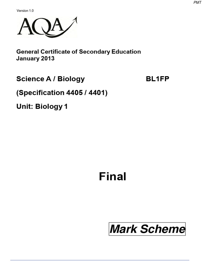 January 2013 MS - Unit B1 (F) AQA Biology GCSE | PDF | Decomposition ...