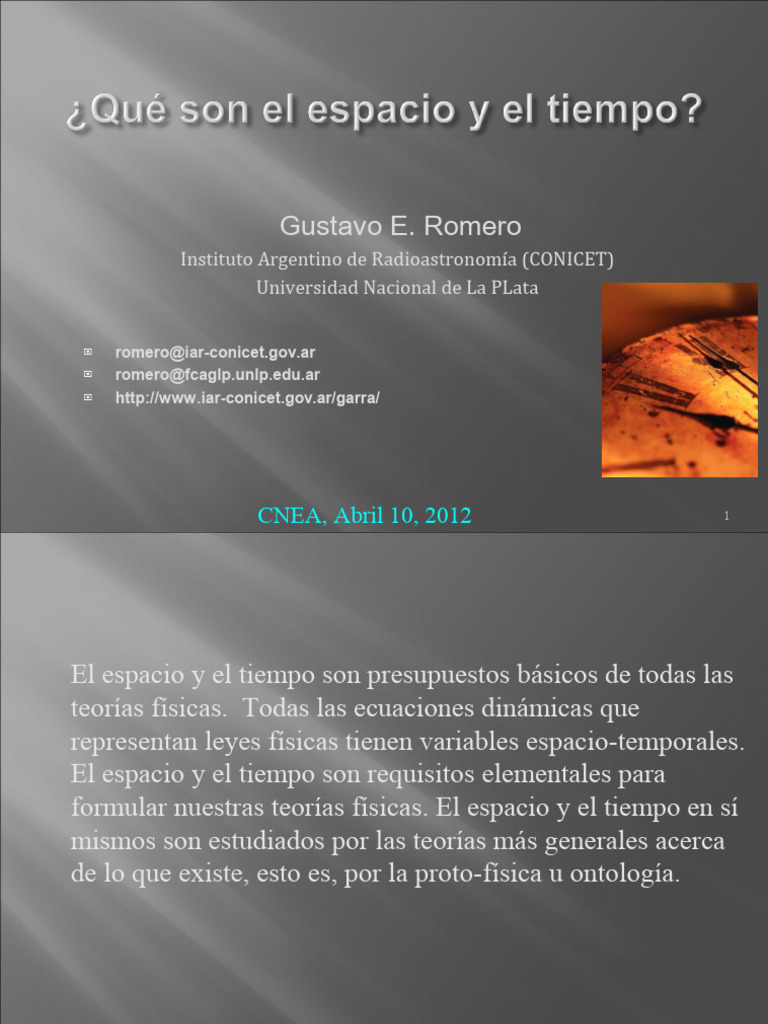 20120410-Que Son El Espacio y El Tiempo-Romero | PDF | Espacio | Hora