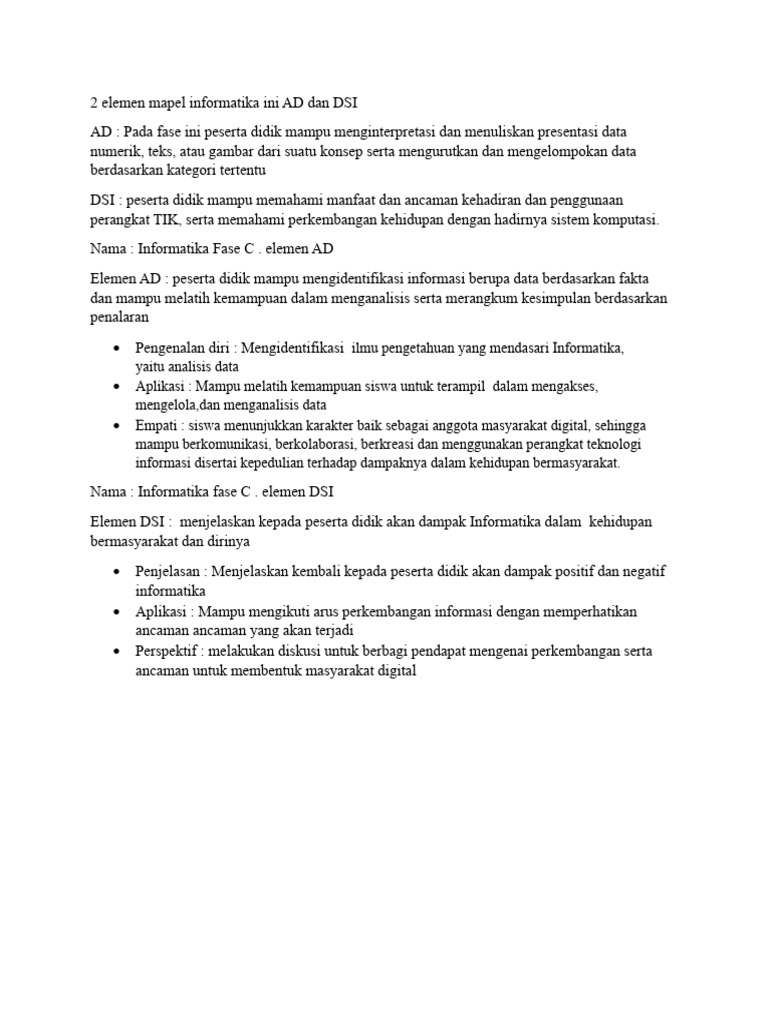 2 Elemen Mapel Informatika Ini AD Dan DSI | PDF | Ilmu Sosial | Seni