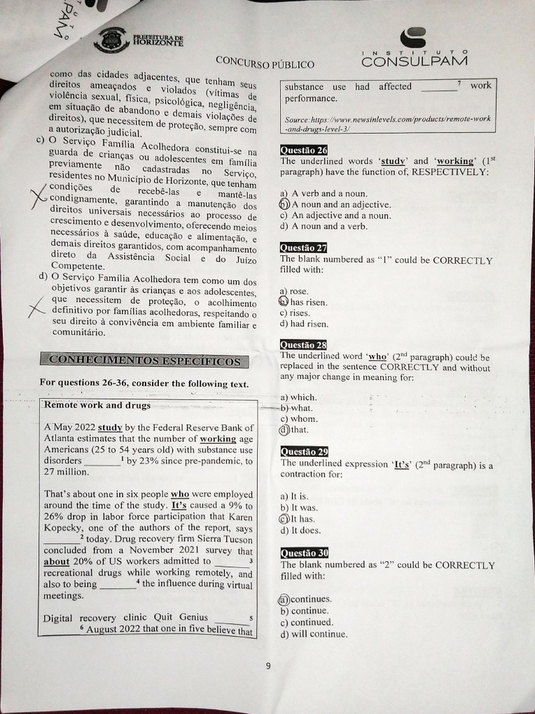 Prova 2 de Ingles - Horizonte 2024 | PDF