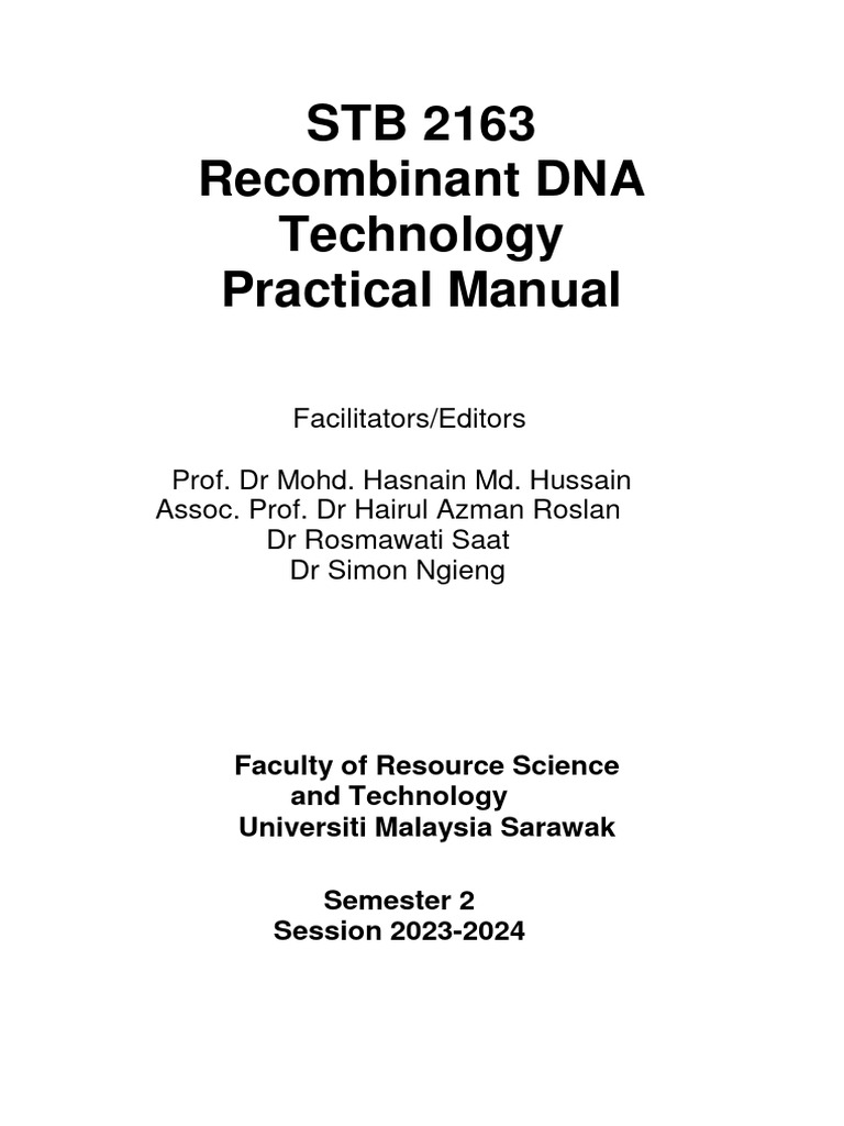 STB2163 RDT Practical 2 Lab Manual | PDF | Gel Electrophoresis ...