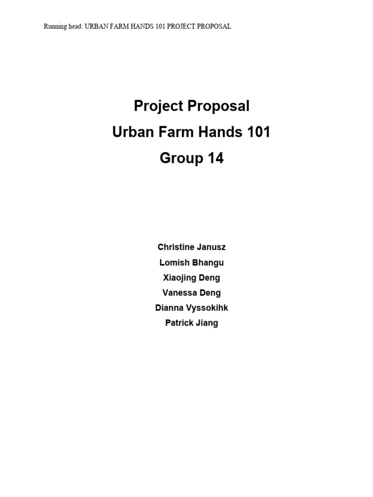 LFS350 Group14 ProjectProposal Urbanfarmhands101-1 | PDF | Urban Agriculture | Food Security