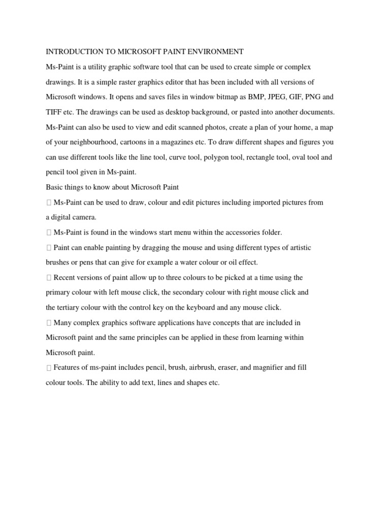 JSS2 Introduction To Microsoft Paint Environment | PDF | System ...