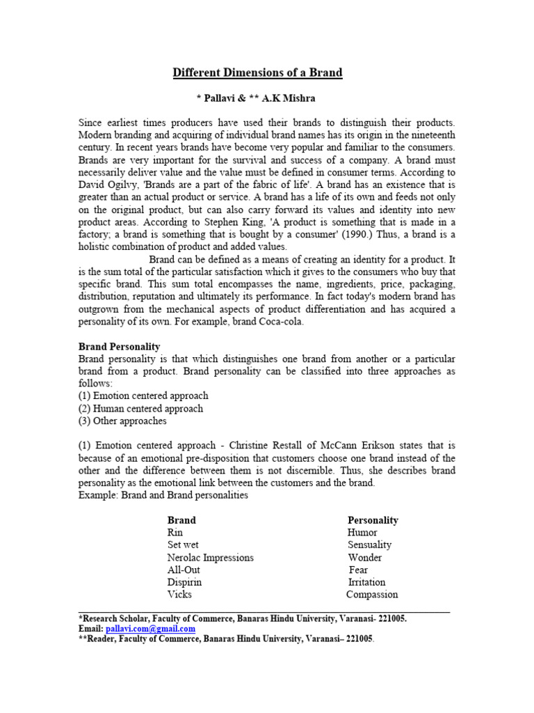 Different Dimensions of A Brand | PDF | Brand | Marketing