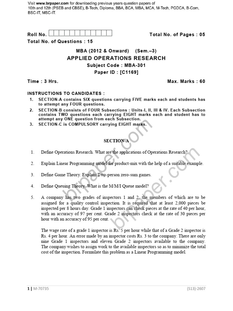 AOR (3rd) Dec2016 | PDF | Applied Mathematics