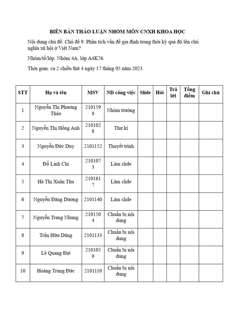 Biên B N CNXH CĐ9 | PDF