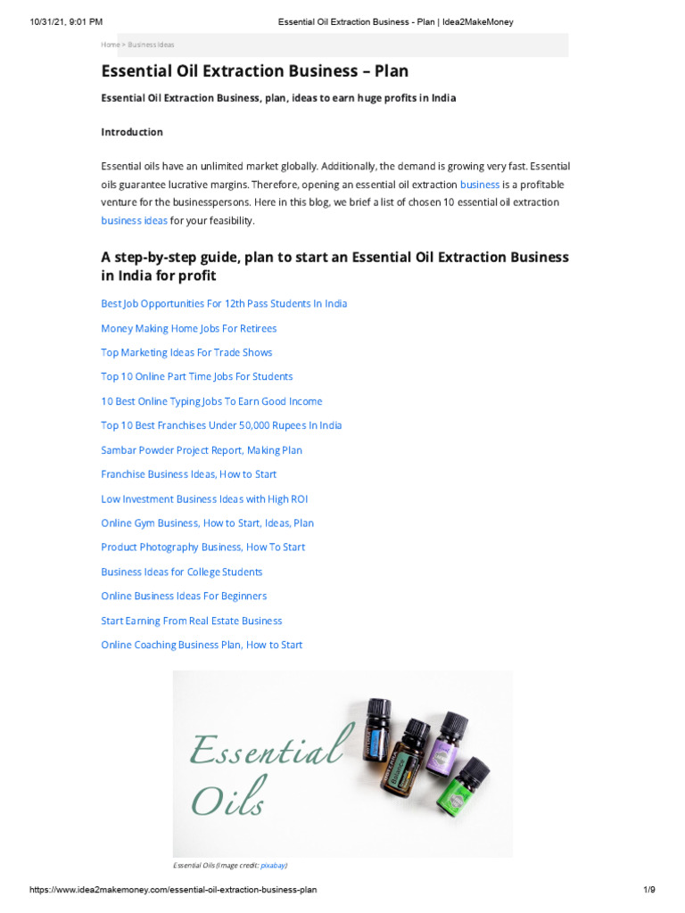Essential Oil Extraction Business Plan | PDF | Lavandula | Clove