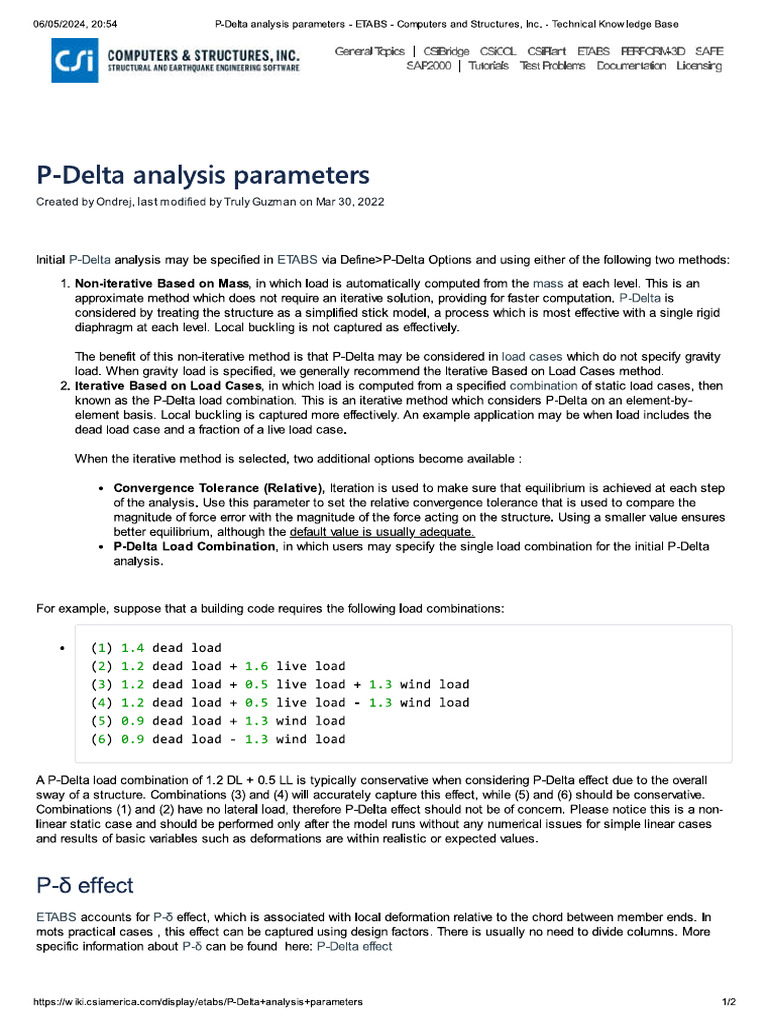 P-Delta analysis parameters - ETABS - C...tures, Inc | PDF