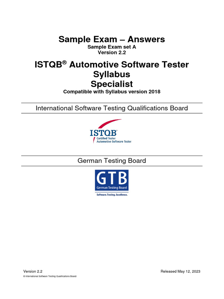 ISTQB CT AuT Sample Exam A Answers v2.2 | PDF | Software Testing ...