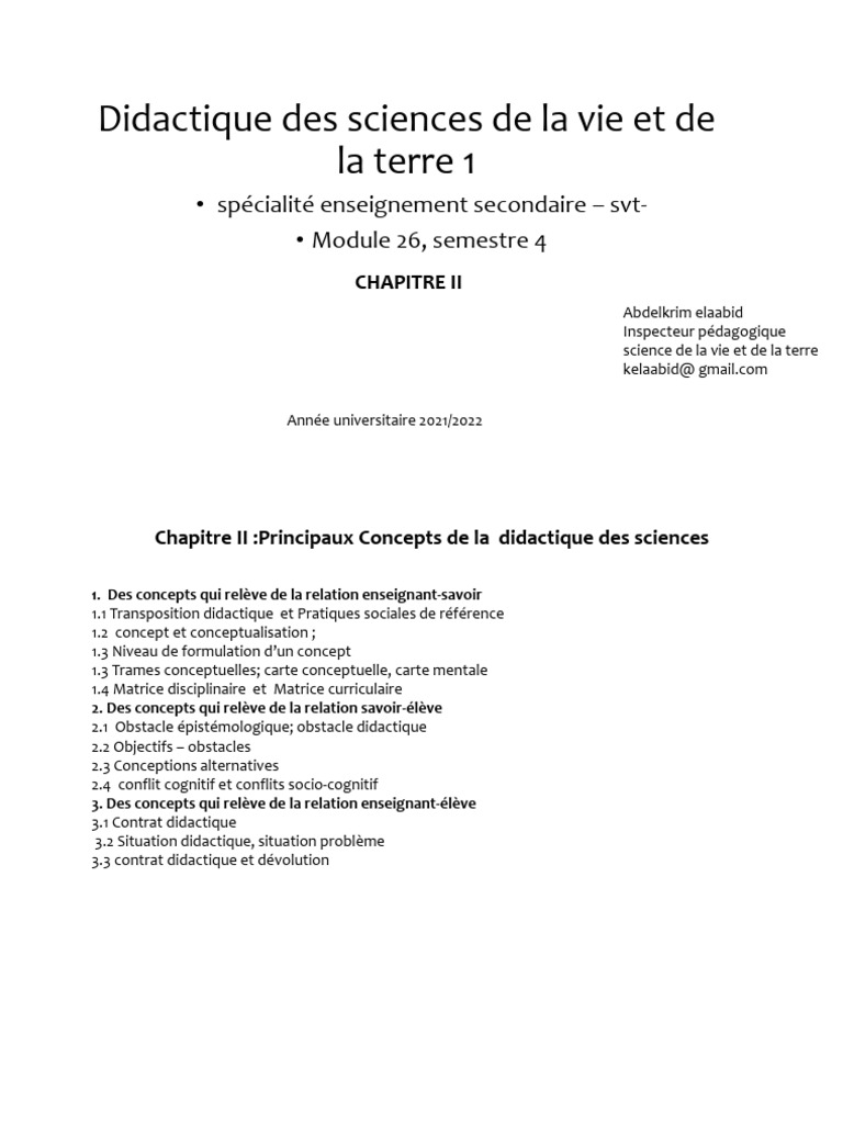 Concepts clés en didactique SVT | PDF | Pédagogie | Concept