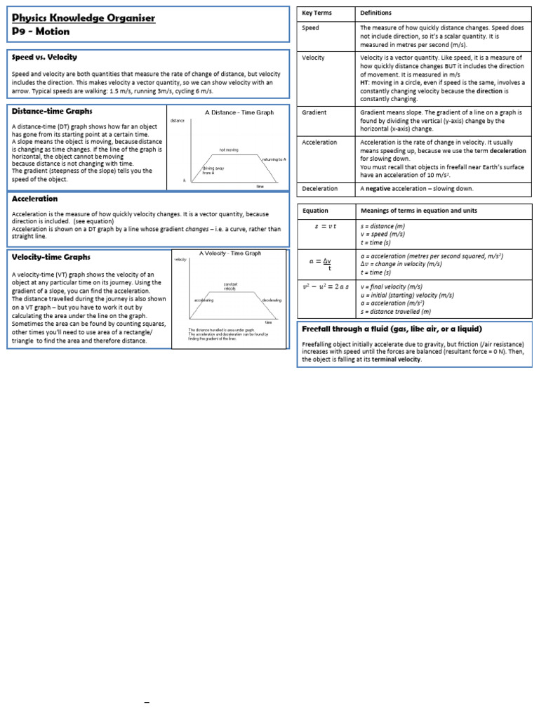 P9 - Motion | PDF | Velocity | Acceleration