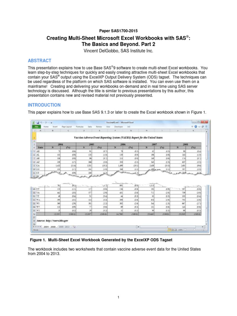Sas1700 2015 Creating Multi Sheet Microsoft Excel Workbooks With Sas Part 2 Pdf