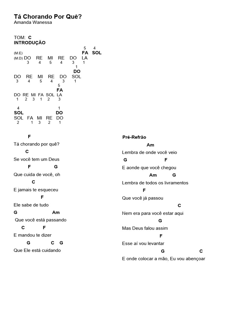 Tá Chorando Por Quê - Teclado | PDF