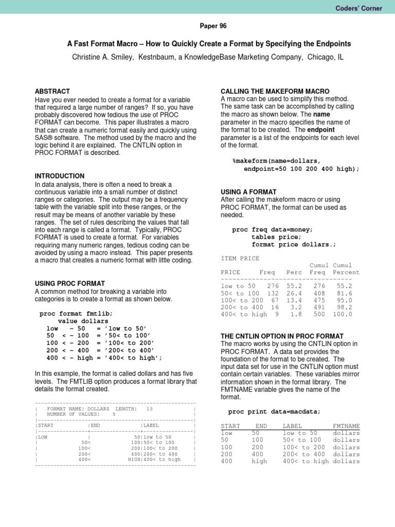A Fast Format Macro How To Quickly Create A Format By Specifying The Endpoints Paper 096 24