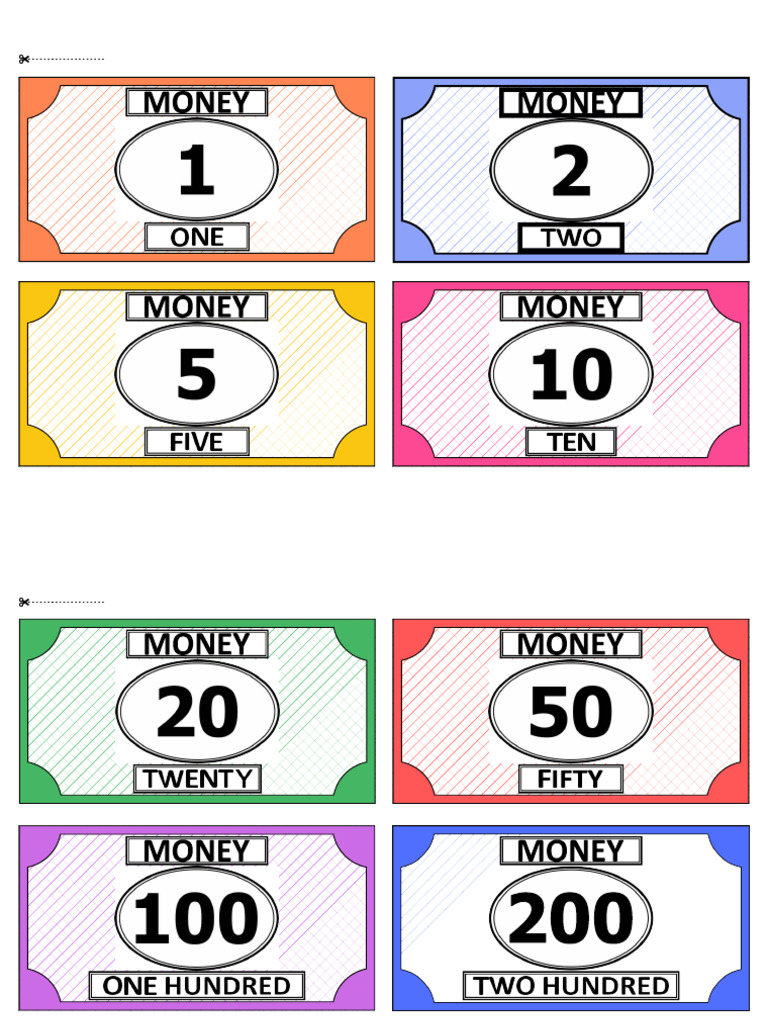 Play Money Mathematics Flashcards in Colorful Bold Style | PDF