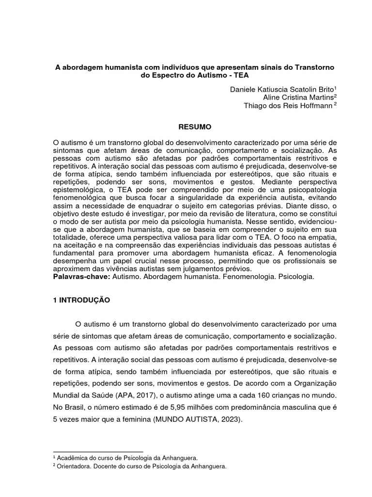 Abordagem Humanista no Autismo | PDF | Espectro do autismo ...