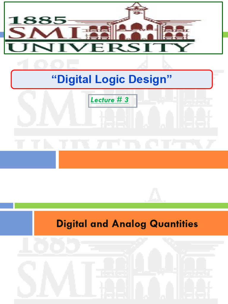 DLD Lecture #03 | PDF | Digital Signal | Analogue Electronics DLD Lecture #03 | PDF | Digital Signal | Analogue Electronics