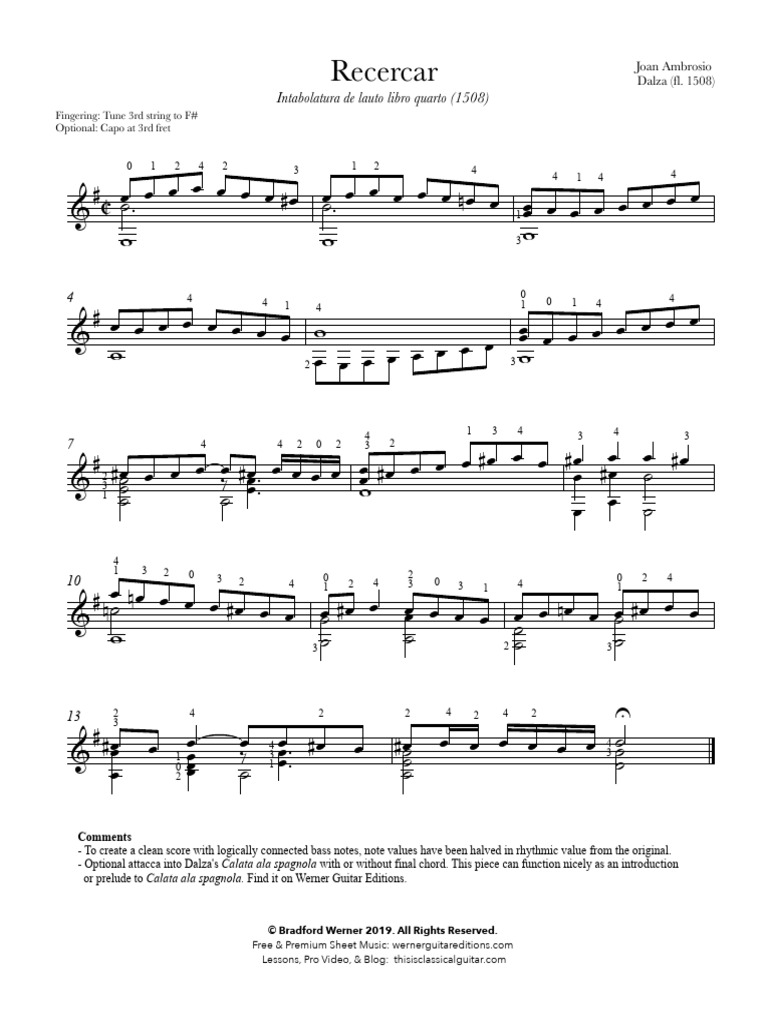 Dalza Recercar Guitar 2019 | PDF | Music Technology | European Musical Instruments