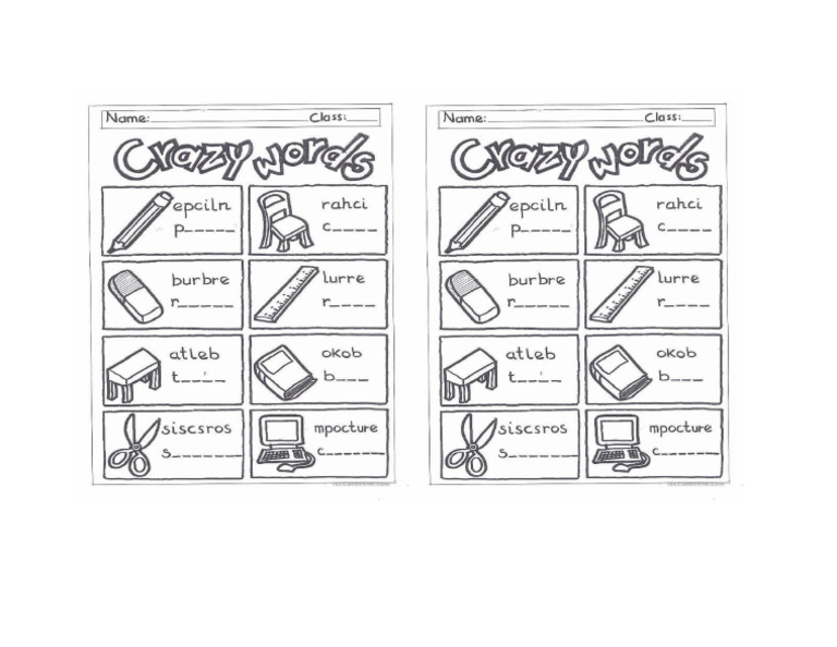 Classroom Objects Practice Pdf