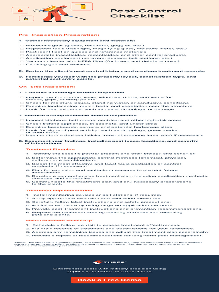 Pest Control Checklist for Effective Treatment | PDF | Pest Control ...