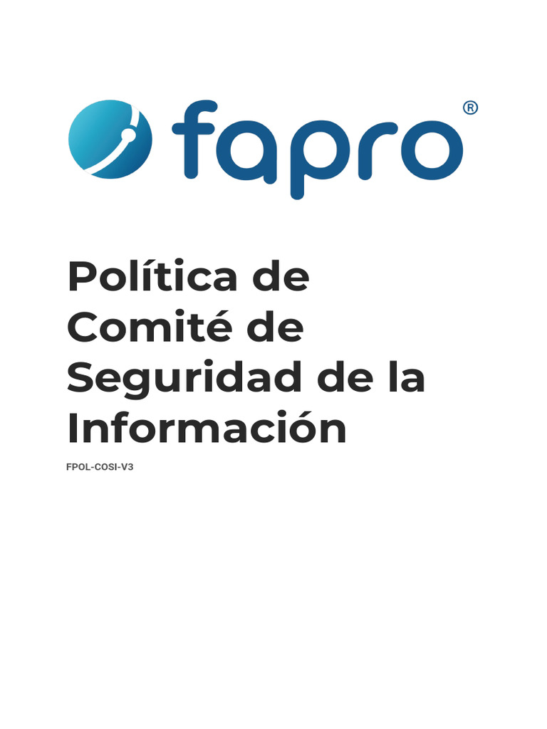 3. Fapro SpA- v3 - Política de Comité de Seguridad de la Información | PDF | Seguridad de ...