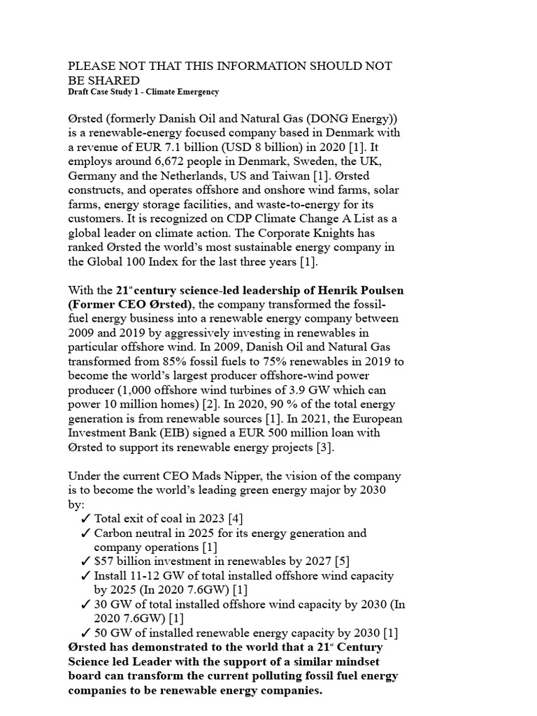 Ørsted's Renewable Energy Transformation | PDF | Renewable Energy | Wind Power