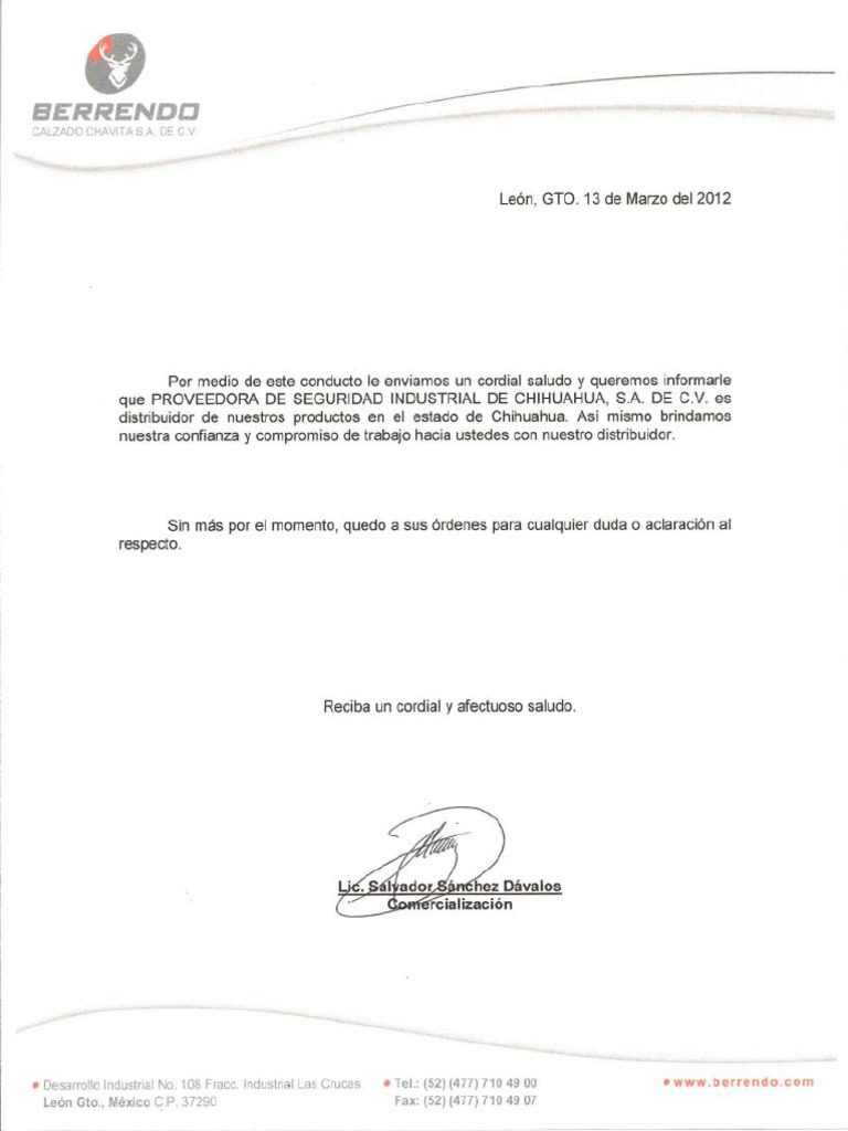 Carta Distribuidor | PDF