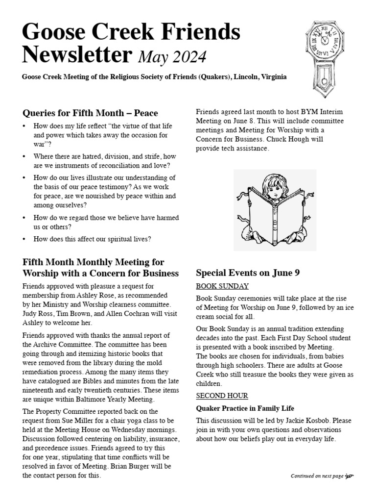 Fifth Month Friends Newsletter | PDF