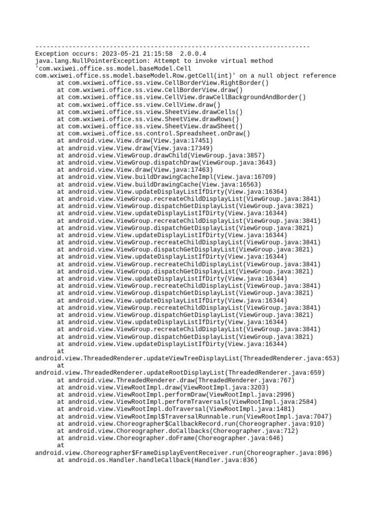 Java NullPointerException Log Analysis | PDF | Java (Programming Language) | Operating System ...