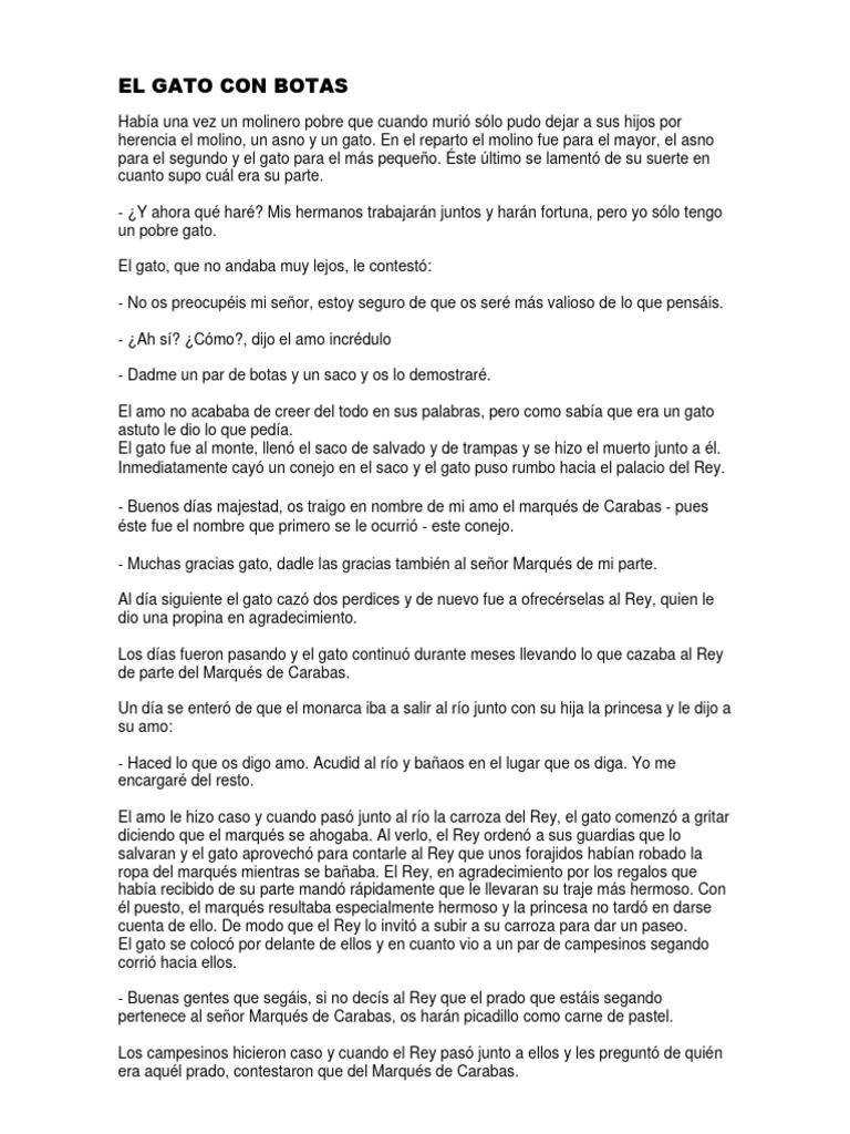 (Cuento) El Gato Con Botas | PDF | Clásicos